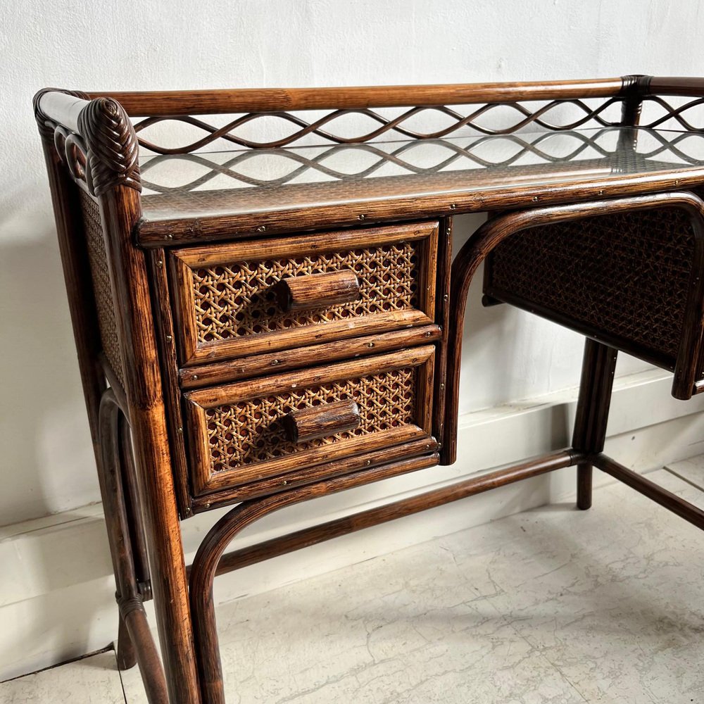 Vintage Angraves Cane & Bamboo Dressing Table / Desk, 1970s for sale at ...