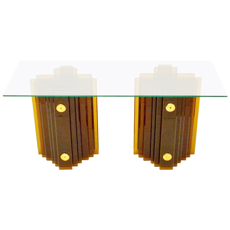 Amber Glass Console Table by Cristal Arte, 1970s for sale at Pamono