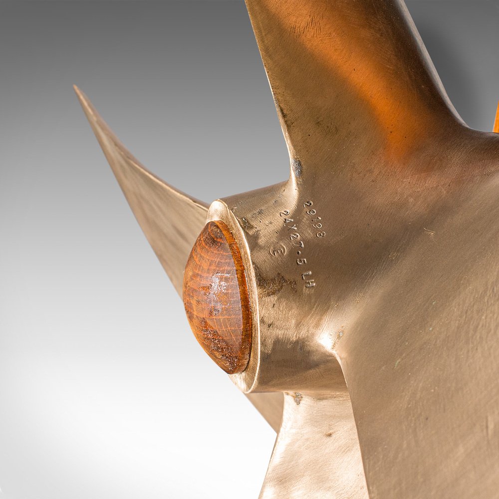 Large Vintage English Ship Propeller Display in Bronze and Oak, 1950s ...