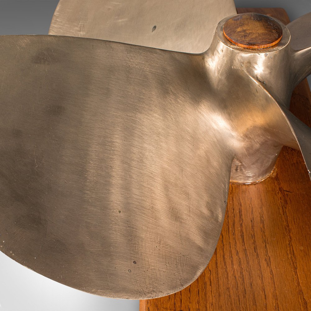 Large Vintage English Ship Propeller Display in Bronze and Oak, 1950s ...