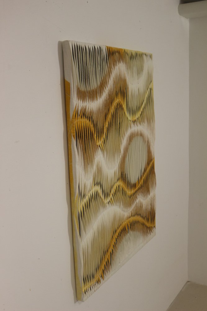 Textile Sculpture Painting with Wave and Relief Effect Using Yellow ...