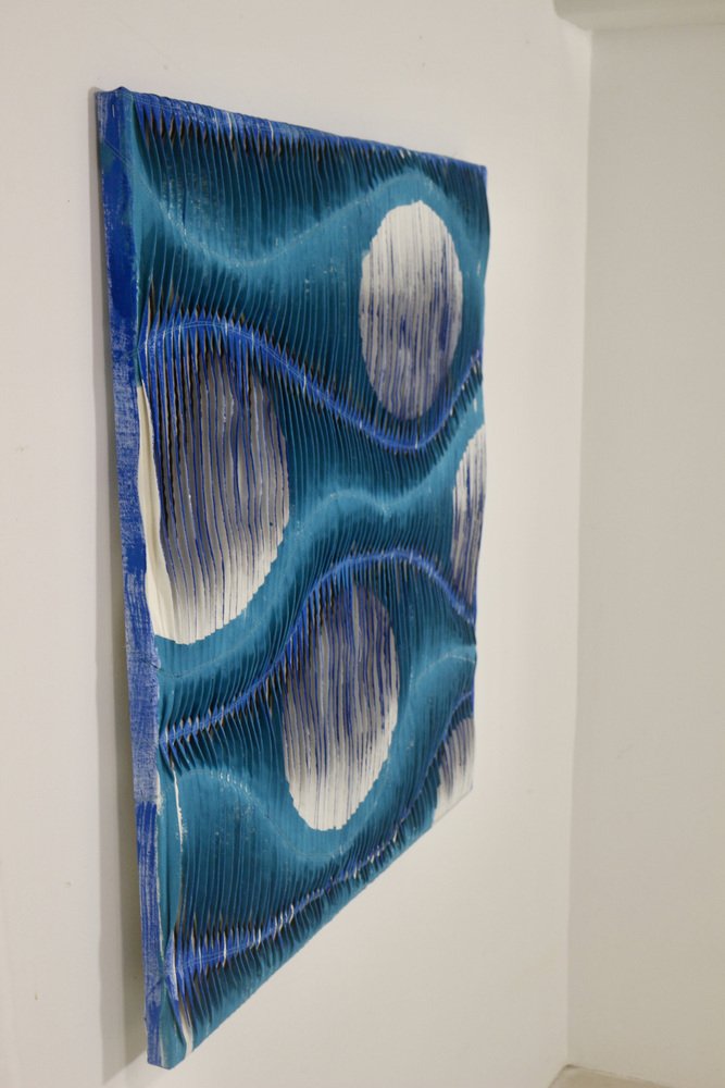 Textile Sculpture Painting with Wave and Relief Effect Using Blue ...
