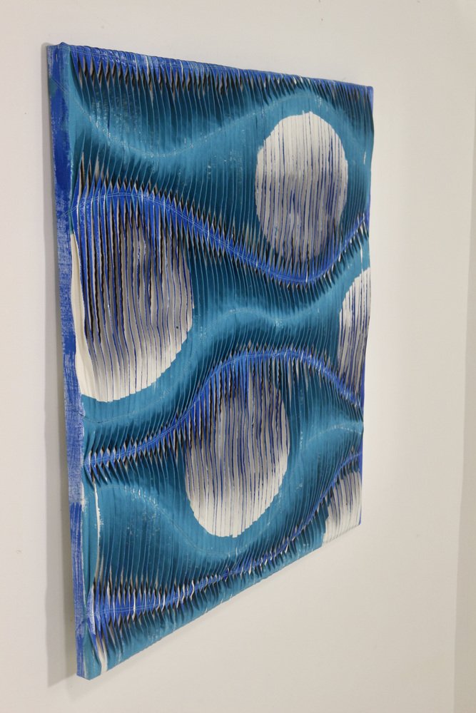 Textile Sculpture Painting with Wave and Relief Effect Using Blue ...