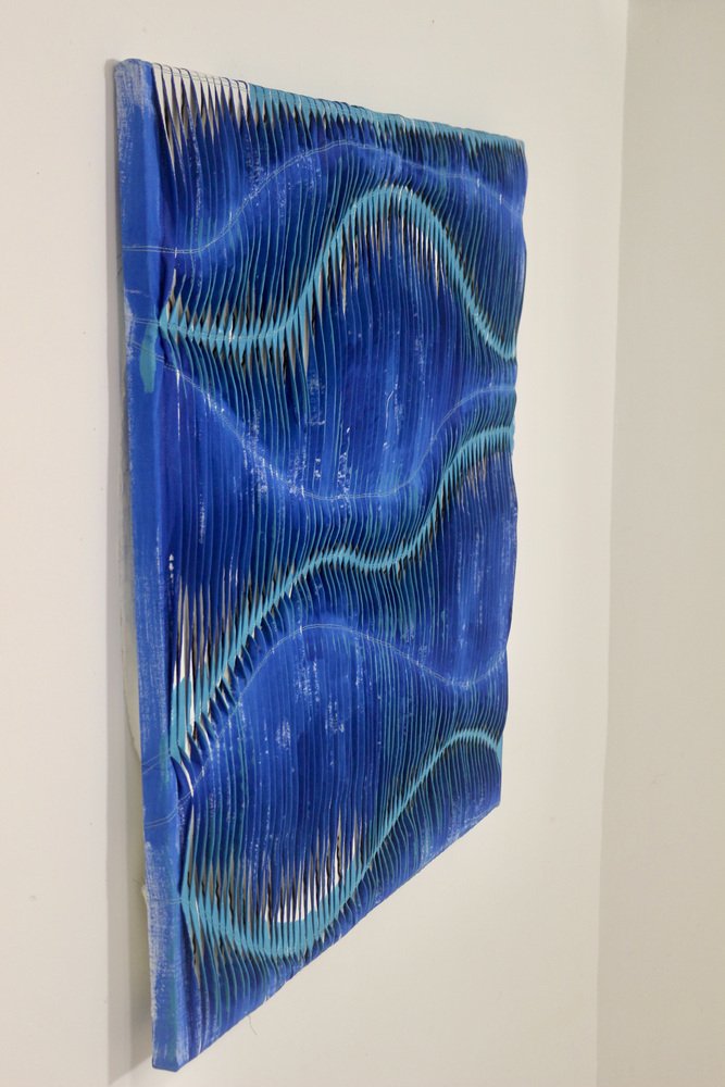 Textile Sculpture Painting with Wave and Relief Effect Using Blue ...