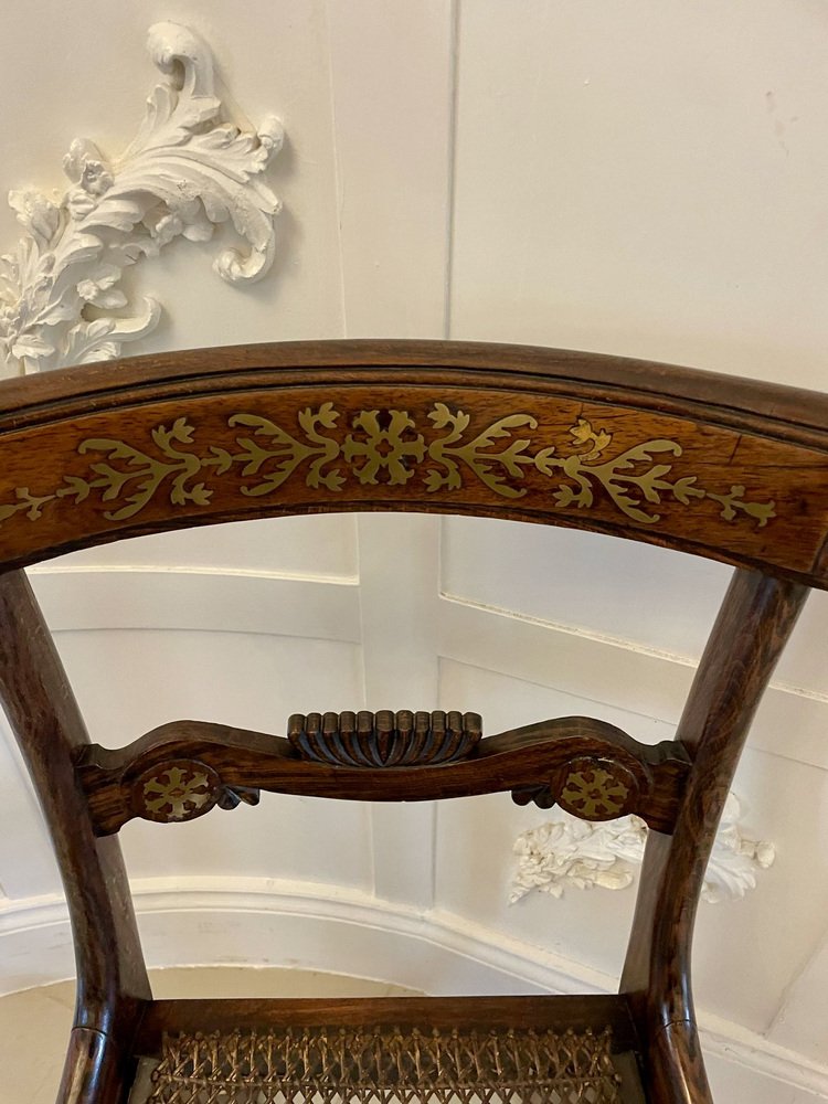 Antique Regency Rosewood & Brass Inlaid Dining Chairs, 1825, Set of 8 ...