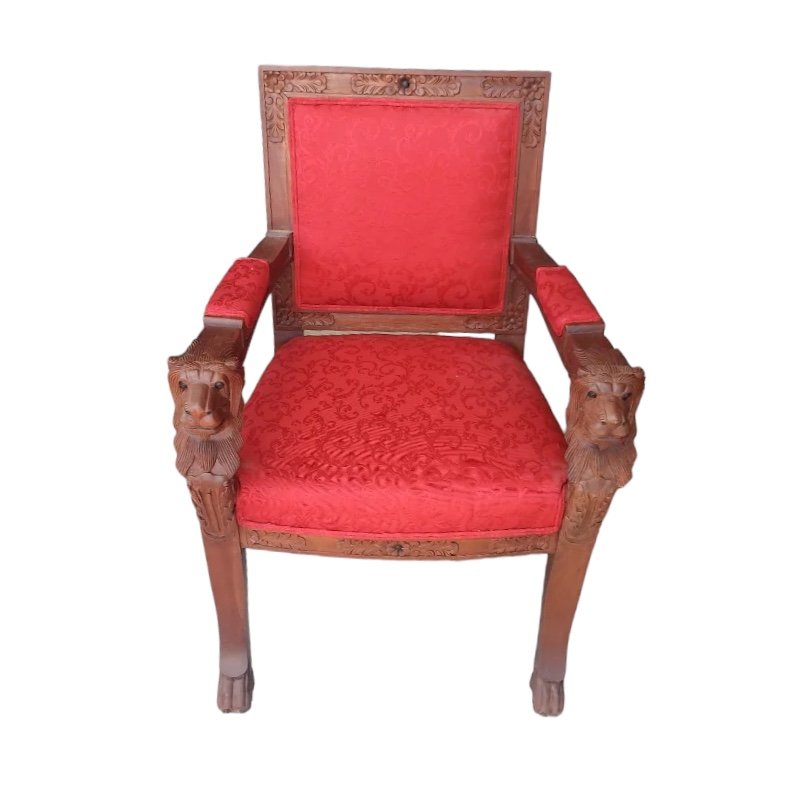 Vintage Carved Lions Head Throne Chairs, Set of 2 for sale at Pamono