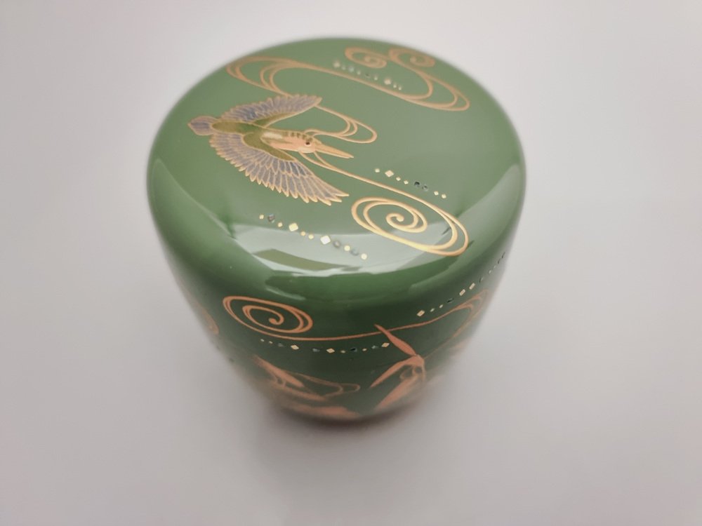 Vintage Japanese Netsuke Matcha Container with Maki-E Lacquer in Sage ...