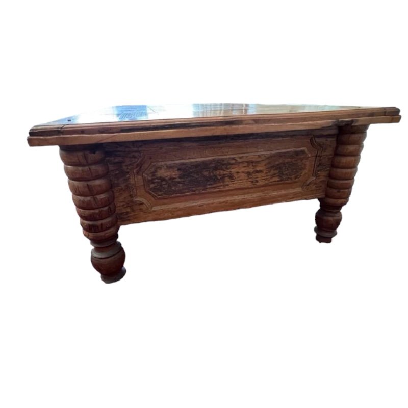 Antique Spanish Coffee Table with Turned Legs for sale at Pamono