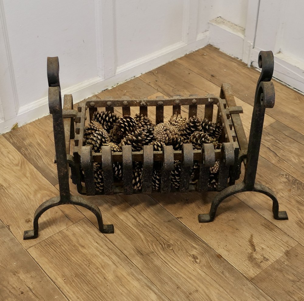 19th Century Inglenook Fire Grate with Andirons, Set of 3 for sale at ...