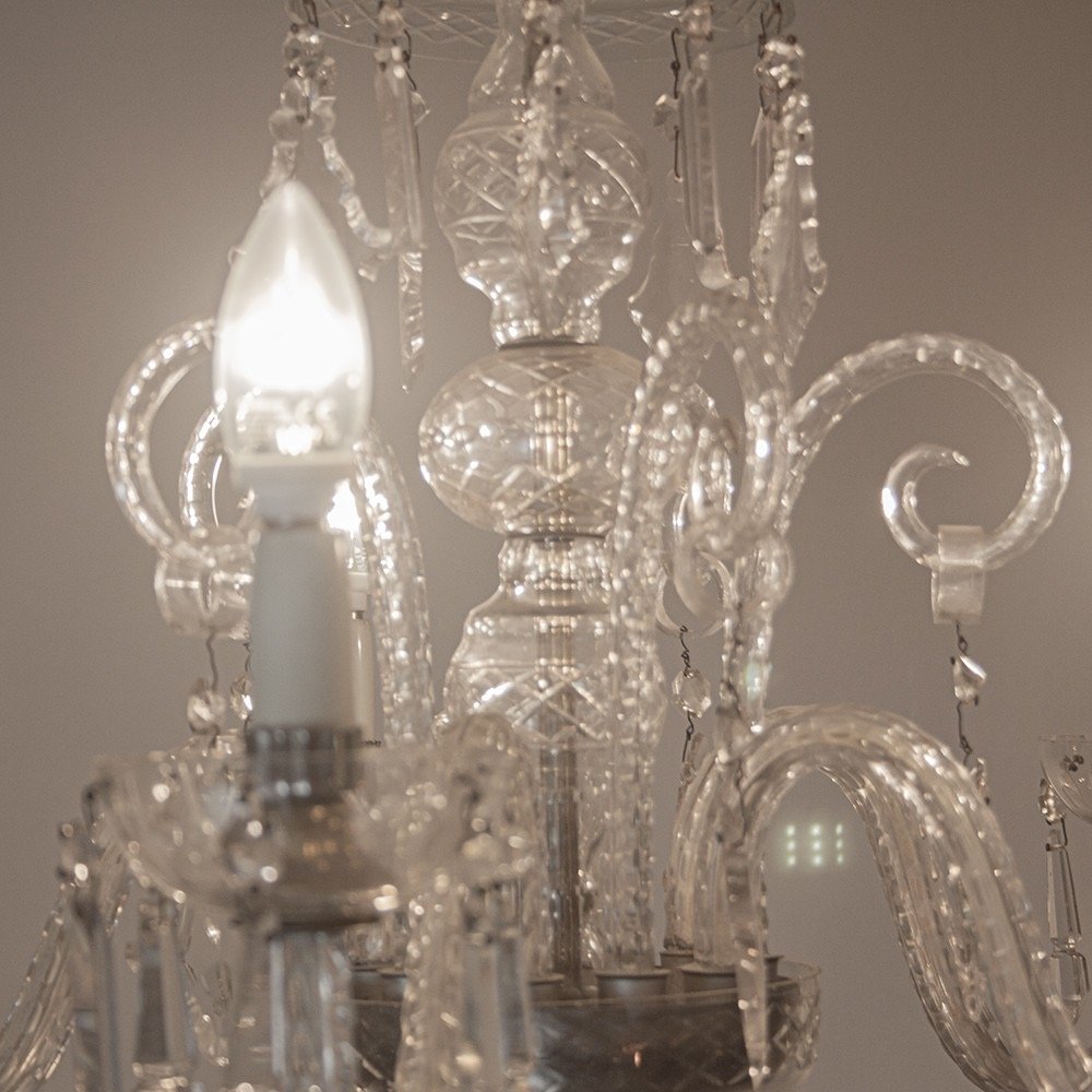 Bohemian Cut Lead Crystal Chandelier, 1930s for sale at Pamono