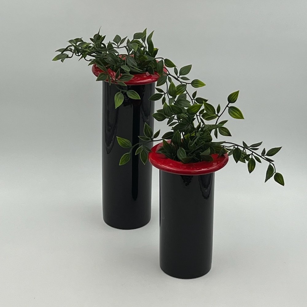 Vintage Modern Ceramic Vases in Black and Red, 1980s, Set of 2 for sale ...