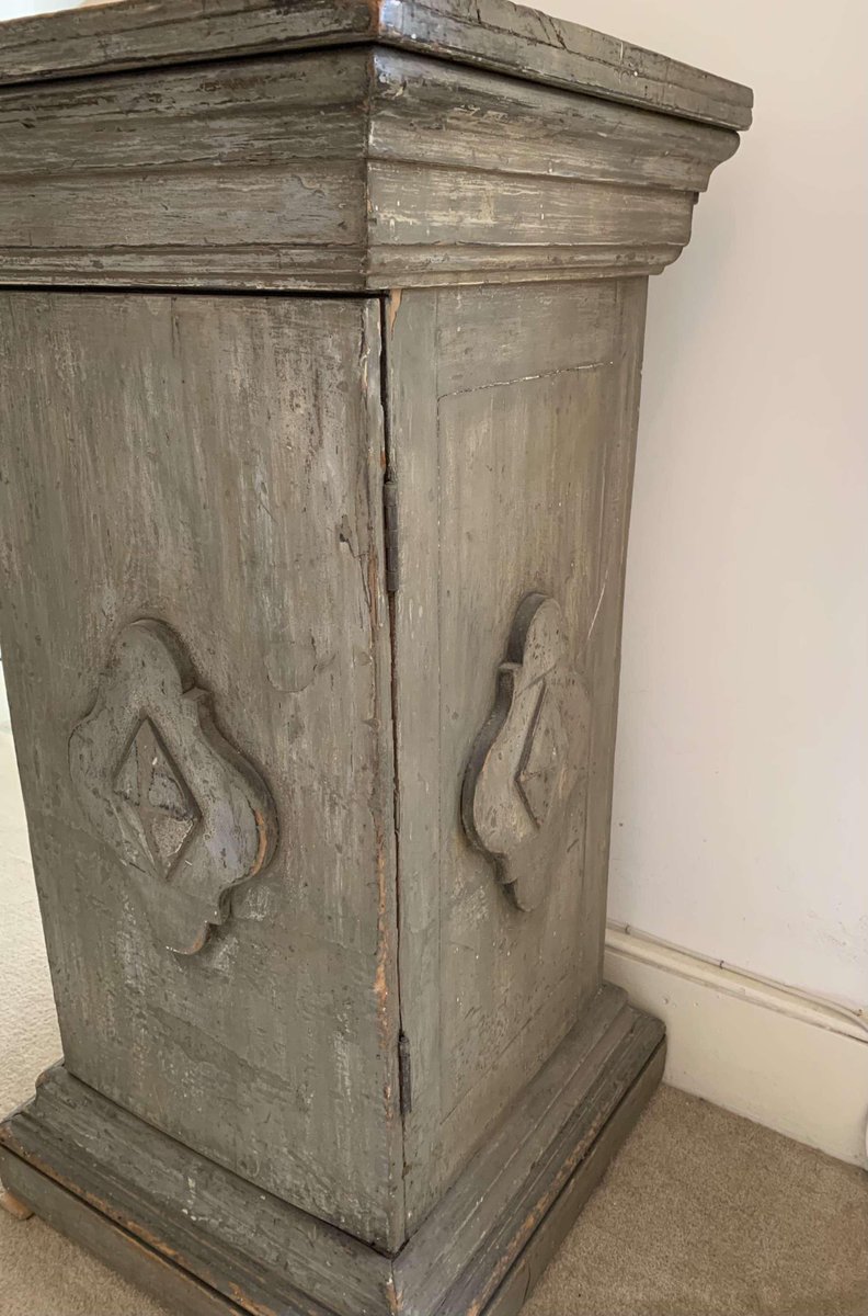 Antique Painted Pedestal with Storage for sale at Pamono