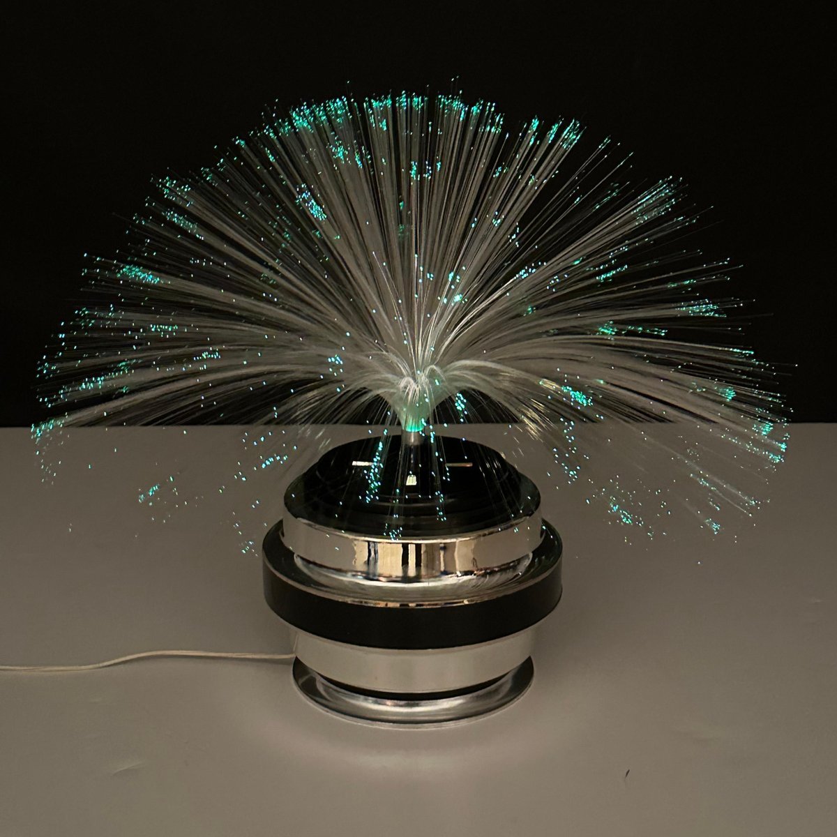 Fiber Optic and Chrome Round Table Lamp by Cima International, Italy ...