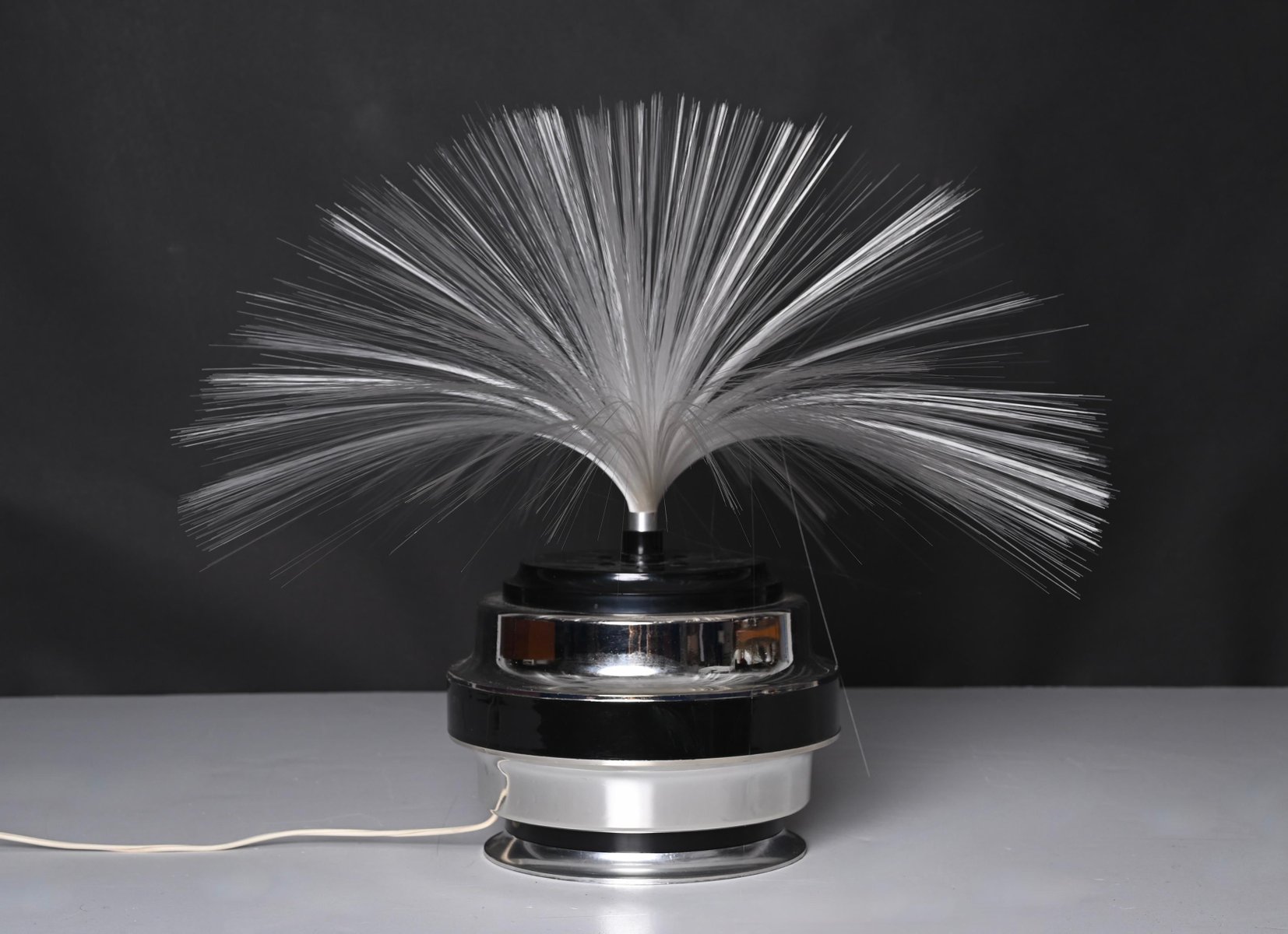 Fiber Optic and Chrome Round Table Lamp by Cima International, Italy ...