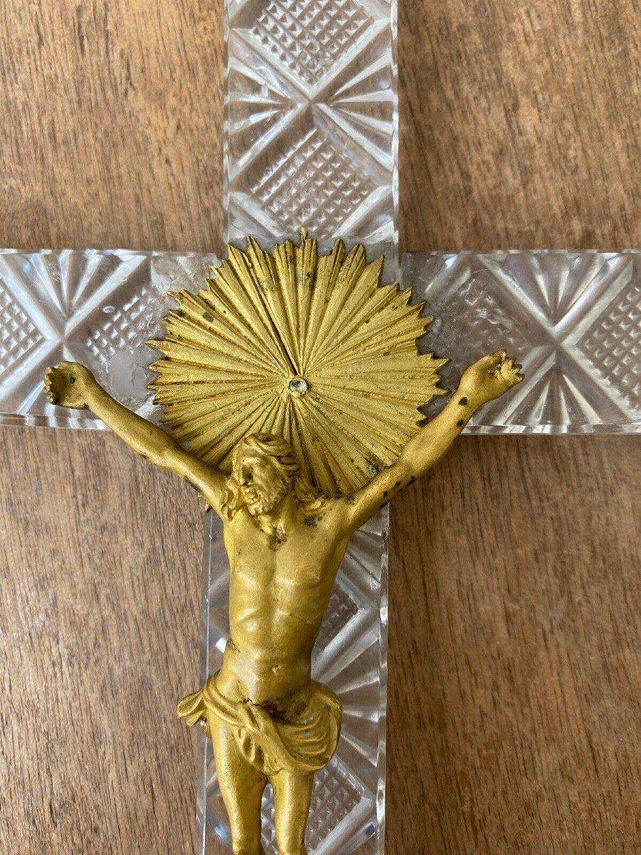 Crucifix in Cut Crystal and Gilded Bronze for sale at Pamono