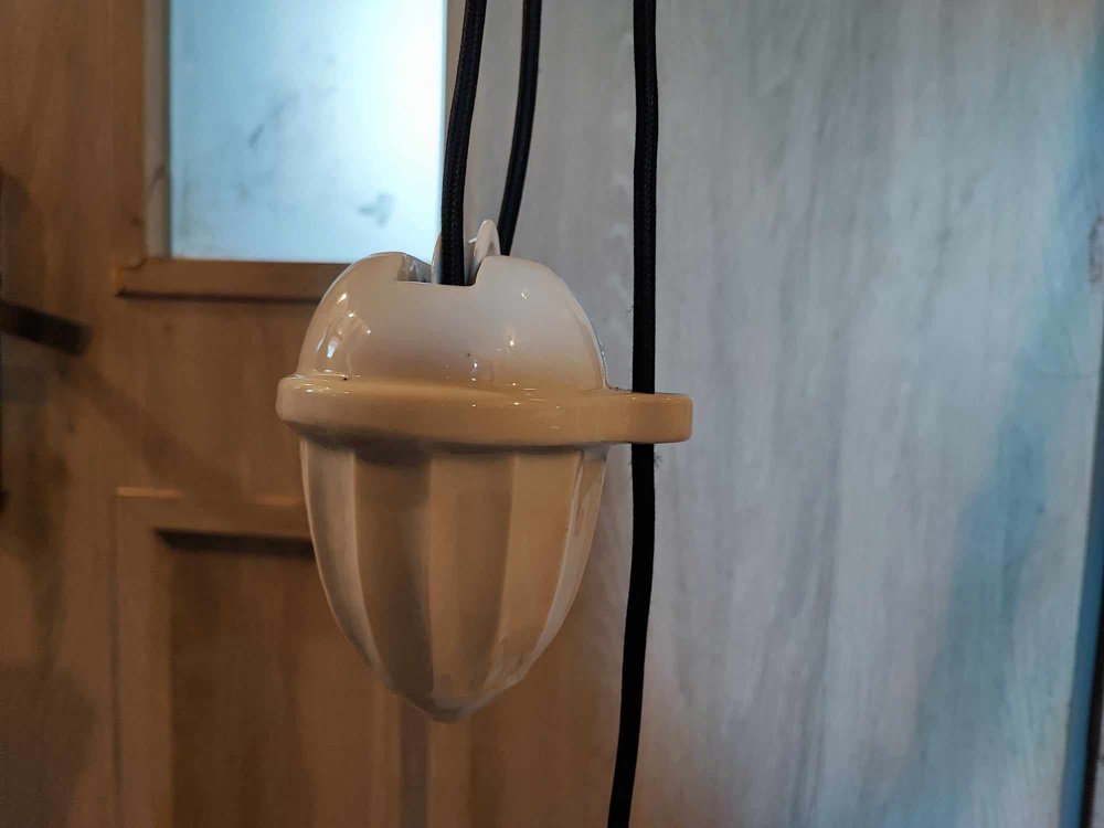 Porcelain Counterweight Ceiling Light, 1920s for sale at Pamono