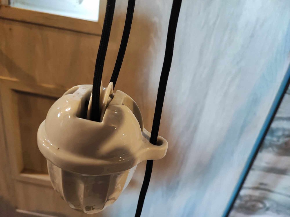 Porcelain Counterweight Ceiling Light, 1920s for sale at Pamono