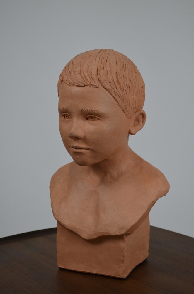 Bust Sculpture of a Child in Terracotta, 2006 for sale at Pamono