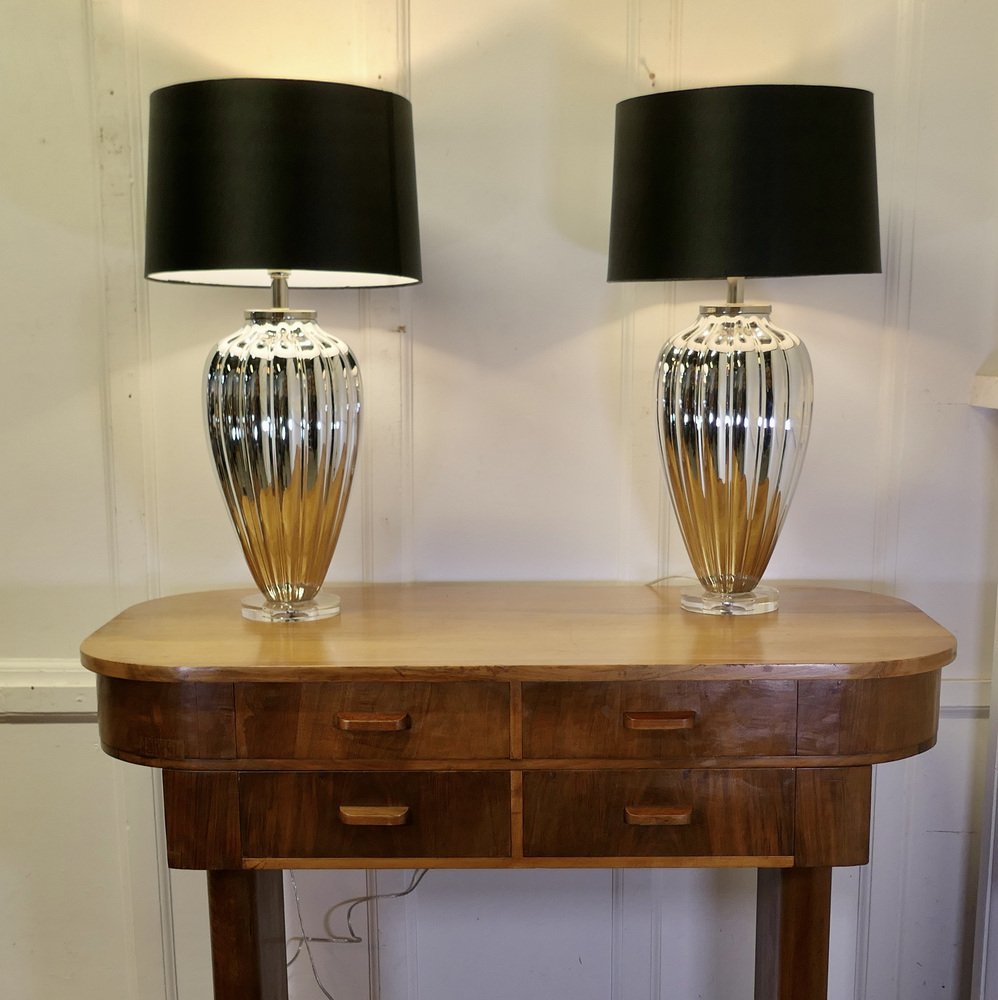 Silvered Glass Table Lamps, 1960s, Set of 2 for sale at Pamono