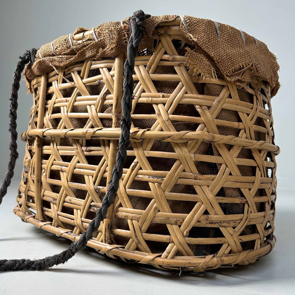 Shōwa Period Japanese Bamboo Harvest Basket, 1960s for sale at Pamono
