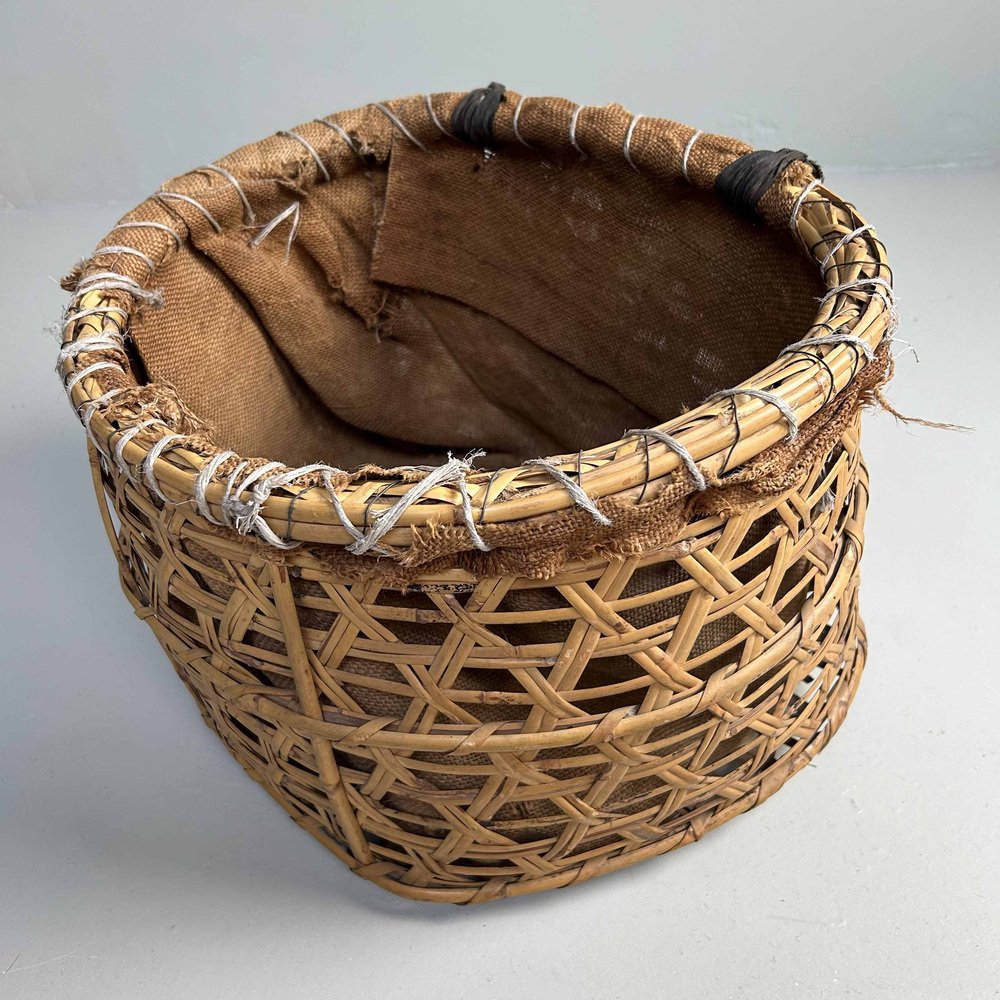 Shōwa Period Japanese Bamboo Harvest Basket, 1960s for sale at Pamono