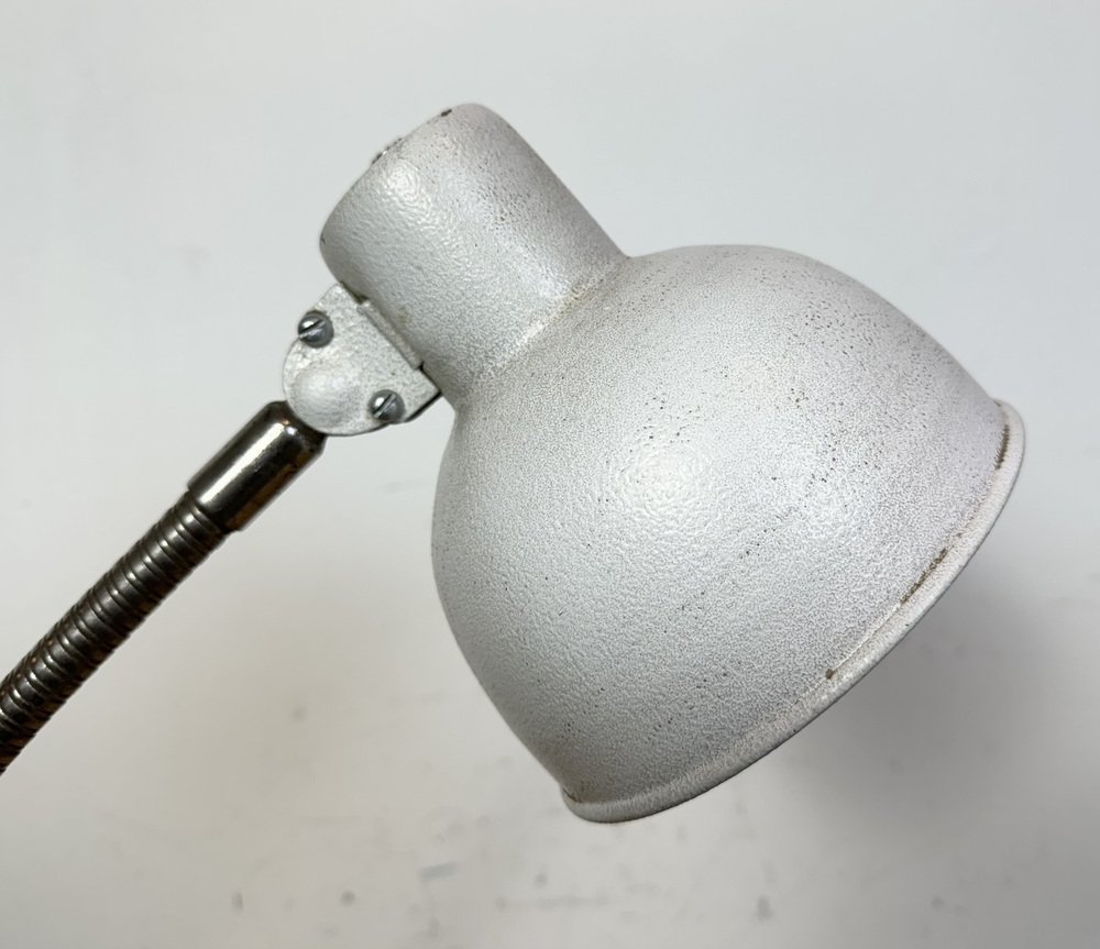 Industrial Grey Workshop Gooseneck Table Lamp, 1960s for sale at Pamono