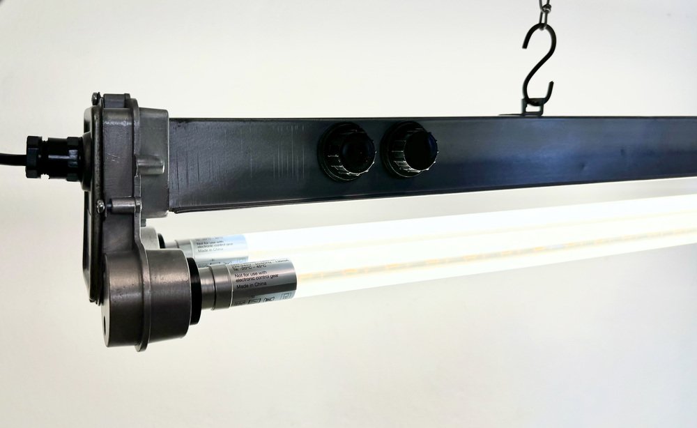 Industrial Polished Hanging Tube Light, 1970s for sale at Pamono