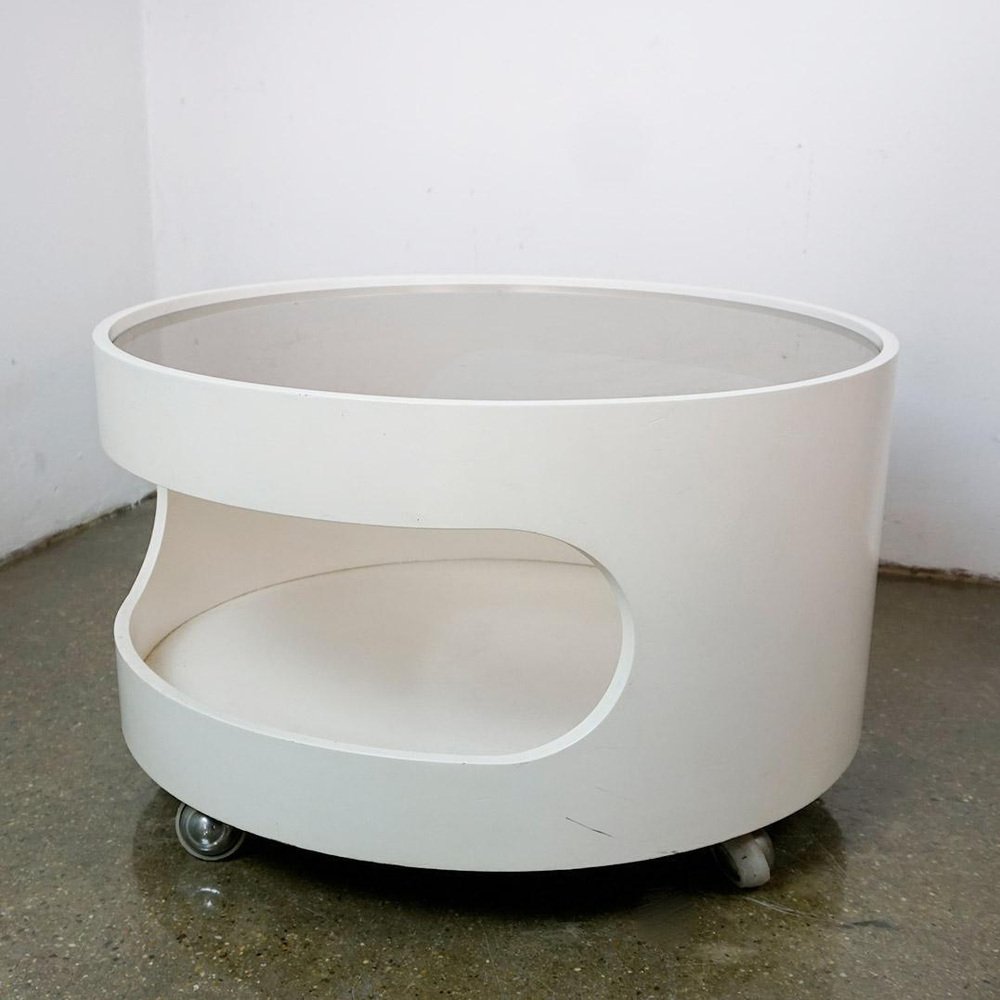 Space Age White Circular Coffee Table attributed to Opal, Germany ...