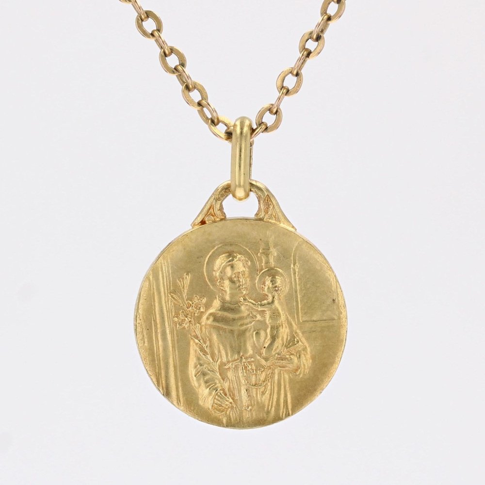 French 18 Karat Yellow Gold Saint Joseph Medal Pendant, 20th Century ...