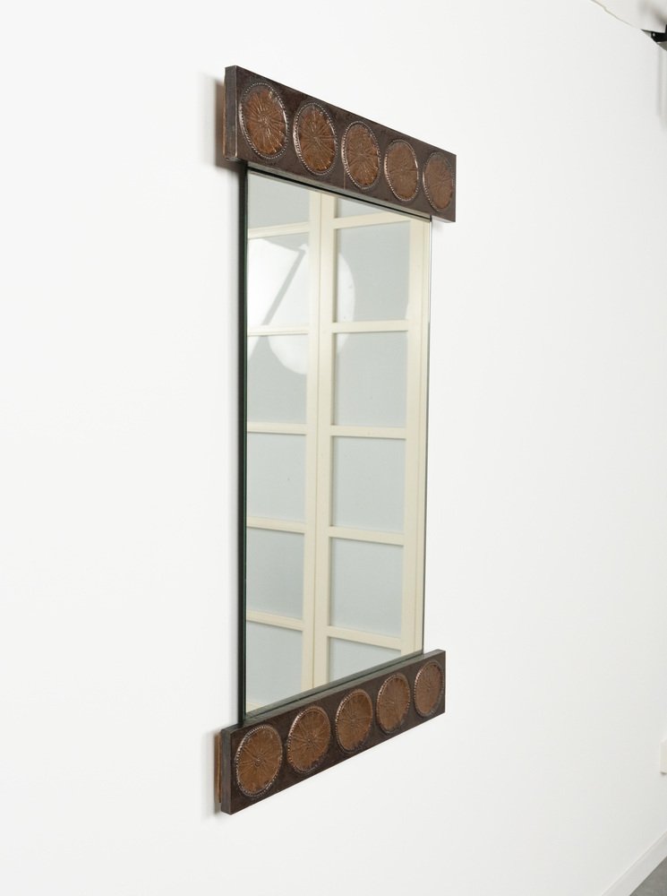 Mid-Century Wall Mirror in Copper attributed to Santambrogio & De Berti ...