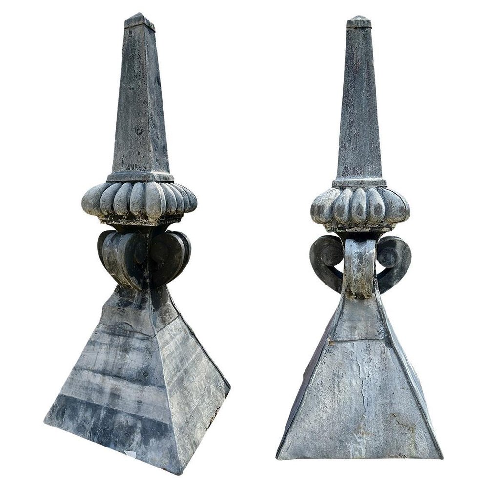Monumental Lead Obelisks Finials, 1840s, Set of 2 for sale at Pamono
