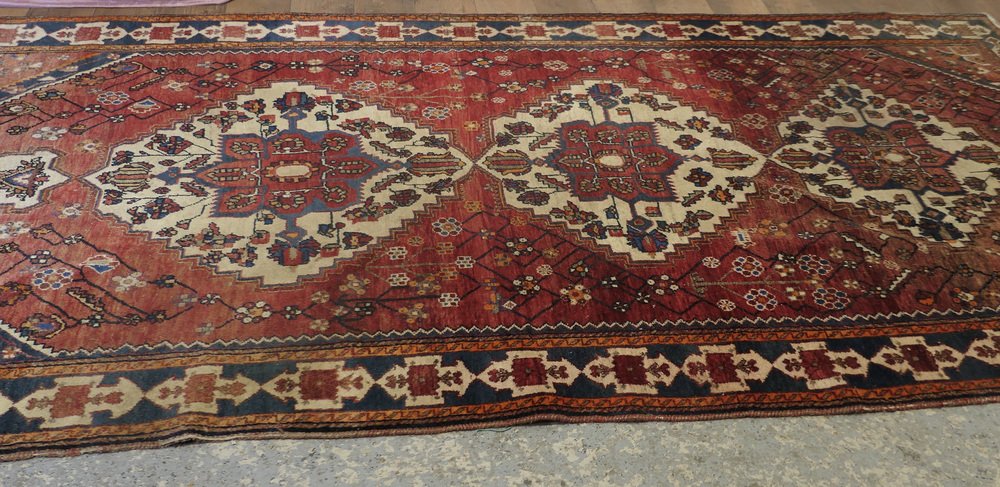 Large Traditional Tree of Life Red Wool Rug, 1920s for sale at Pamono