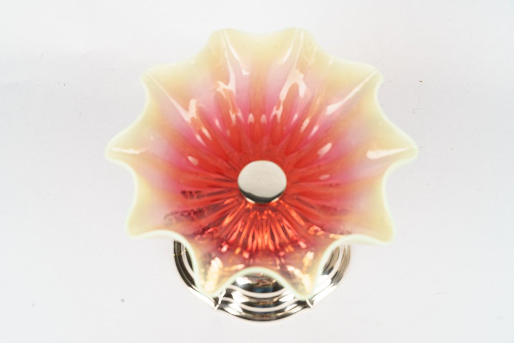 Art Deco Alpaca Centerpiece in Opaline Glass, Vienna, Austria, 1920s ...