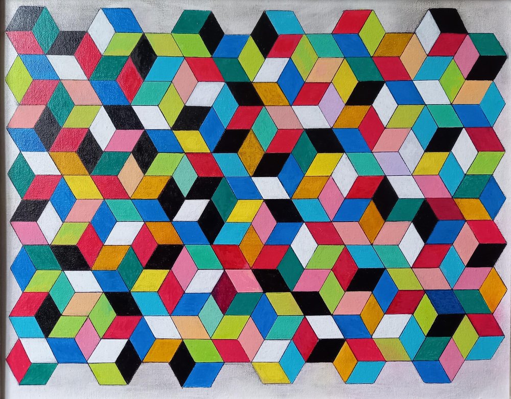 Christopher Barrow, Impossible Blocks, 2024, Oil on Board, Framed for ...