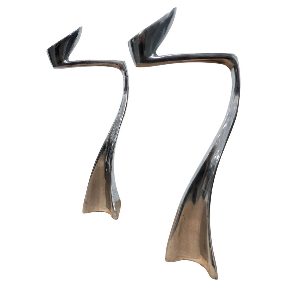 Swan Candle Holders in Aluminum by Matthew Hilton for SCP England, 1987 ...