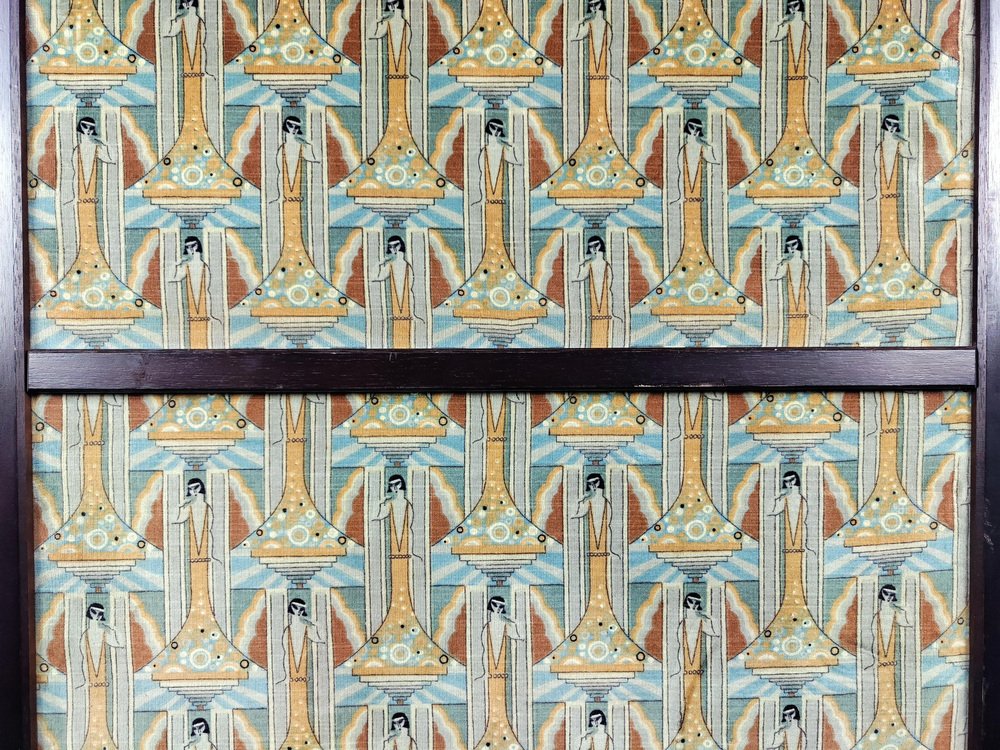 Art Deco Compact Foyer Coat Rack with Klimt-Esque Fabric, Austria ...