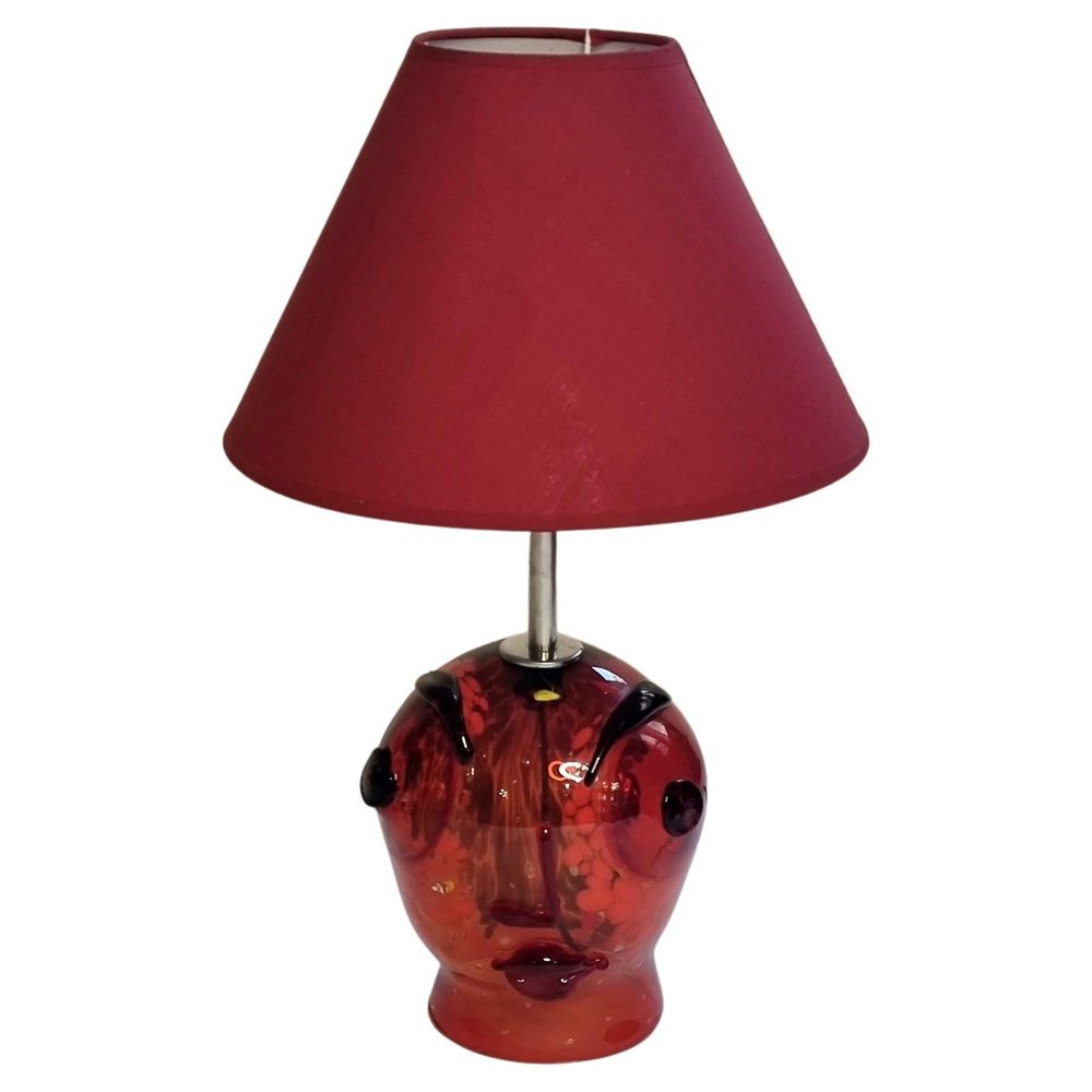 Red Murano Glass Abstract Face Table Lamp, Celebration of Picasso ...