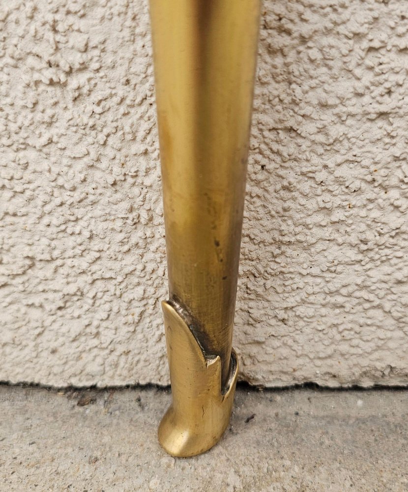 Hollywood Regency Brass Console Table with Semi-Circular Marble Top ...