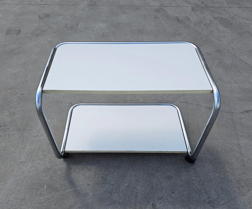 Bauhaus Style Tubular 2-Tier Side Table with Wheels, Italy, 1970s for ...
