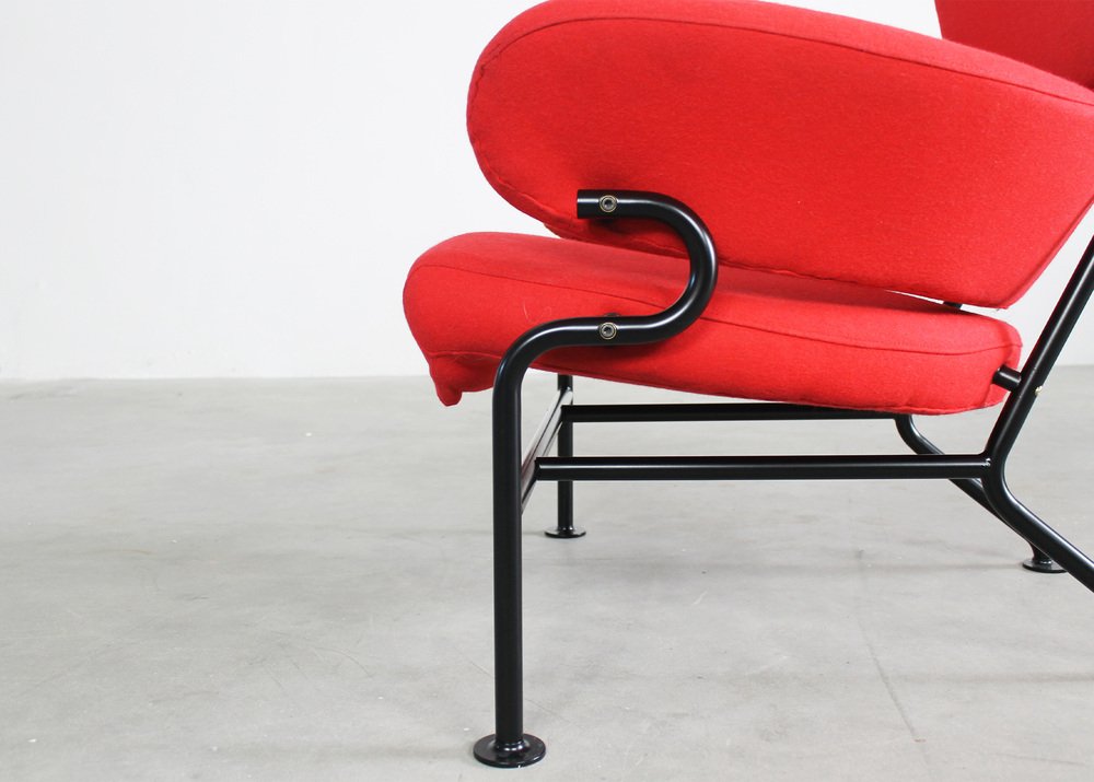 PL19 or Tre Pezzi Lounge Chair in Red Fabric by Franco Albini for Poggi ...
