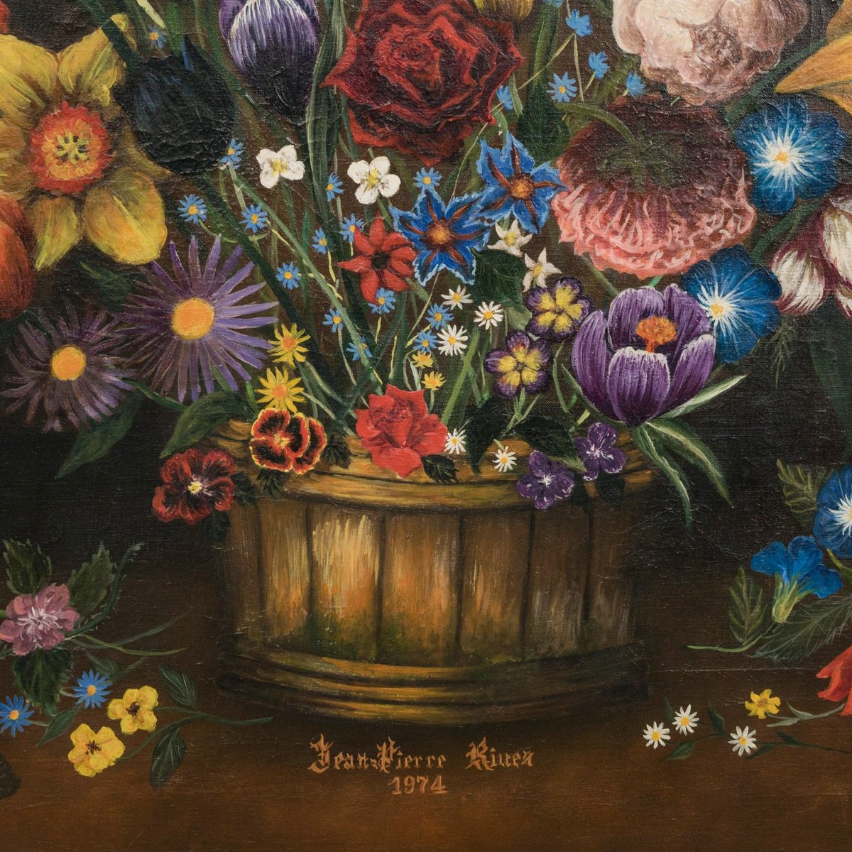 French Artist, Floral Arrangement, Oil Painting, Framed for sale at Pamono