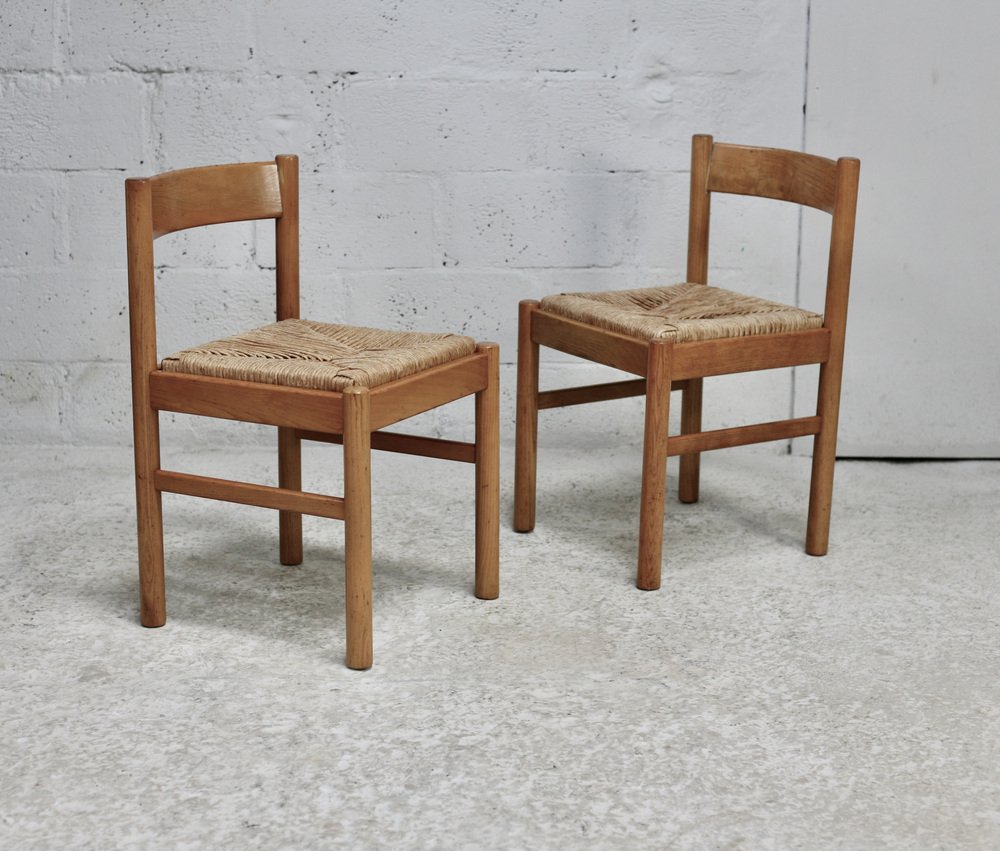 Set of Vintage French Straw Chairs, 1960 for sale at Pamono