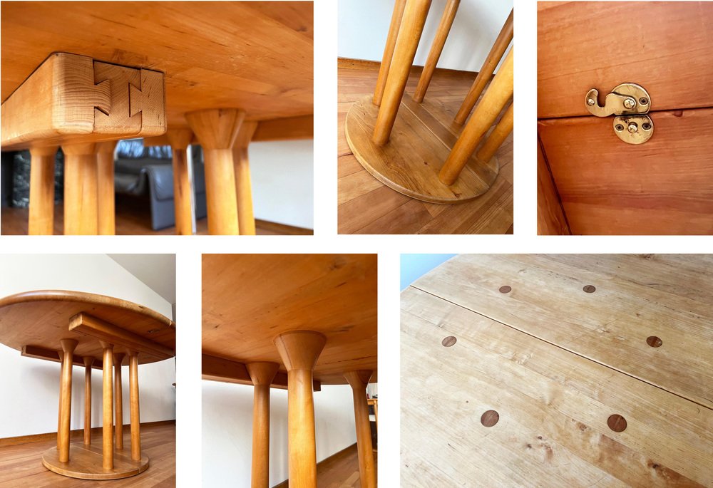 Vintage Brutalist Beech Extendable Dining Table from MCM, 1980s for ...