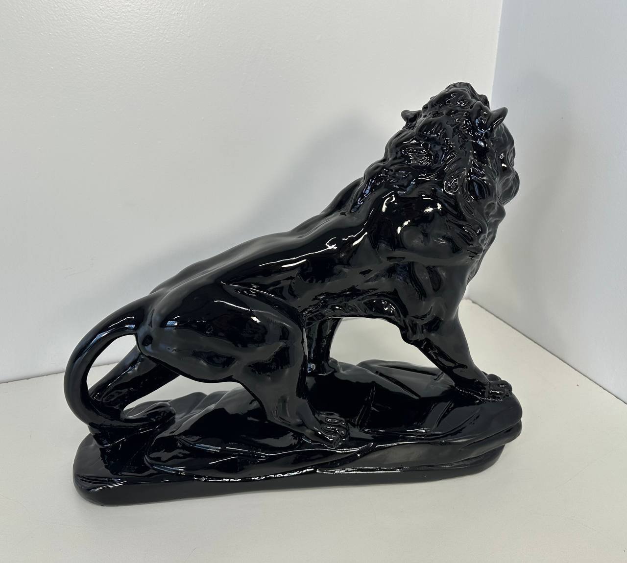 Italian Artist, Art Deco Lion, 1930s, Black Polished Fired Clay for ...