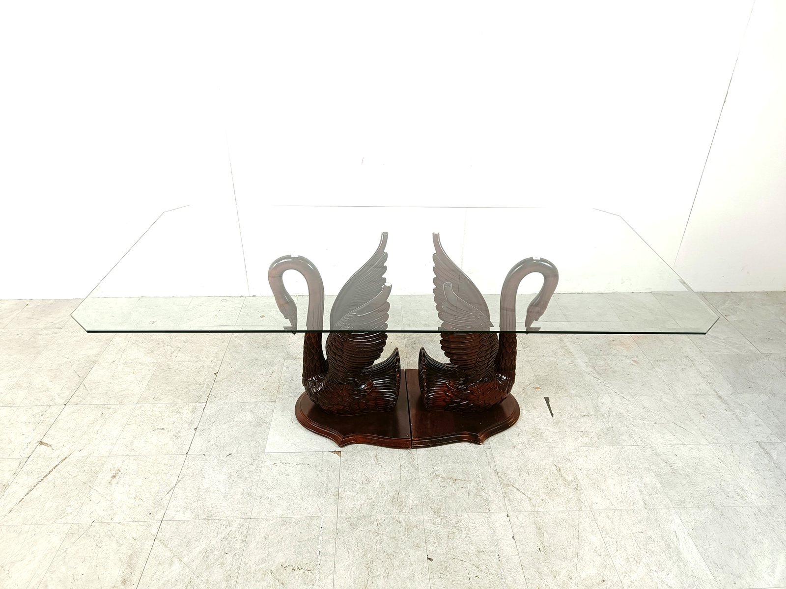 Vintage Carved Swan Dining Table, 1960s for sale at Pamono