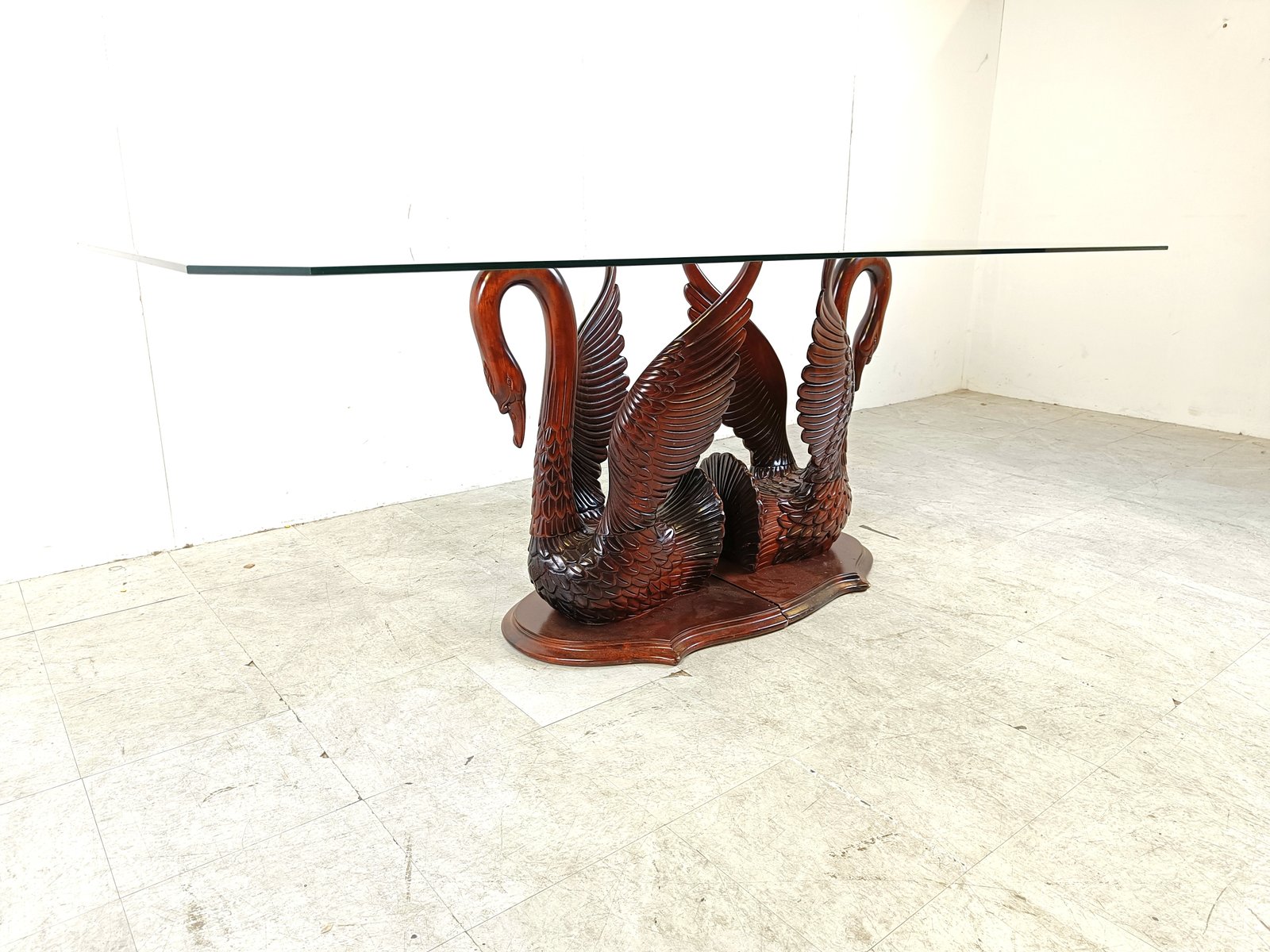 Vintage Carved Swan Dining Table, 1960s for sale at Pamono
