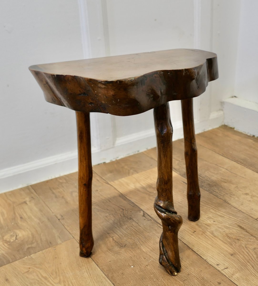 Rustic Slice of Live Edge Elm Stool for sale at Pamono
