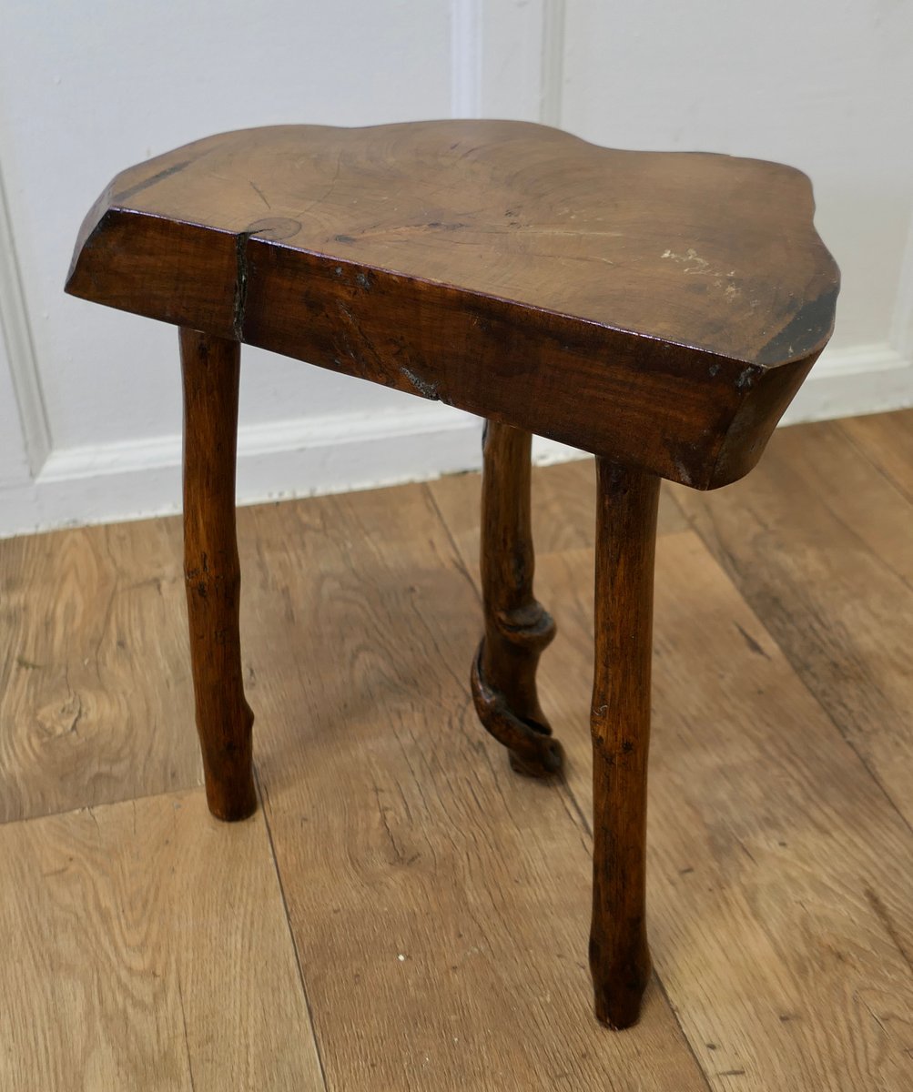 Rustic Slice of Live Edge Elm Stool for sale at Pamono