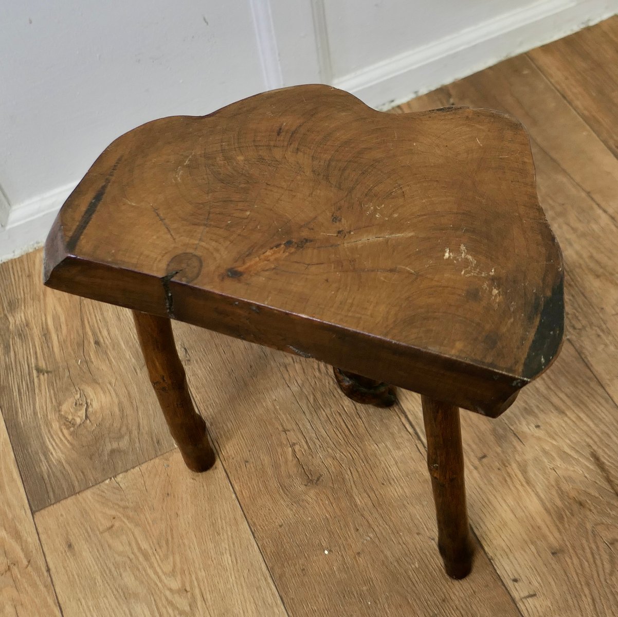 Rustic Slice of Live Edge Elm Stool for sale at Pamono