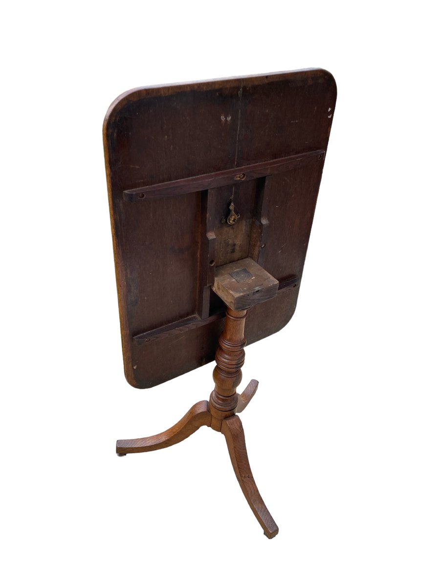 Vintage English Oak Rectangular Tri Legged Tilt Top Table, 1960 for ...